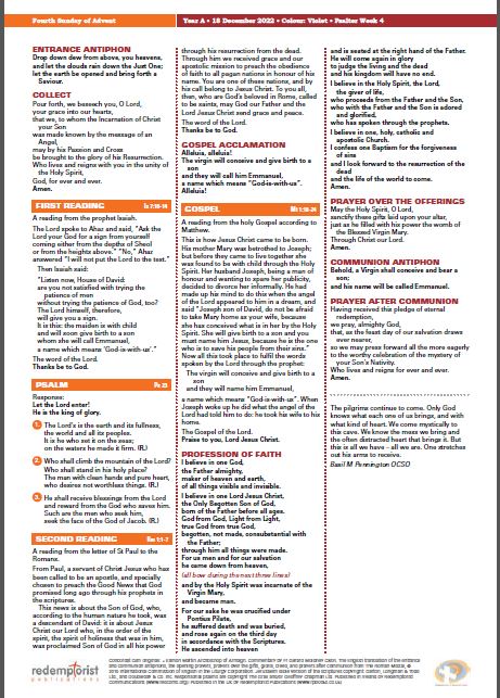 The Mass Leaflet (A4) - Redemptorist Communications